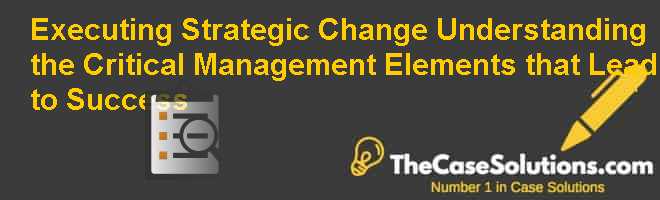 Executing Strategic Change: Understanding the Critical Management ...