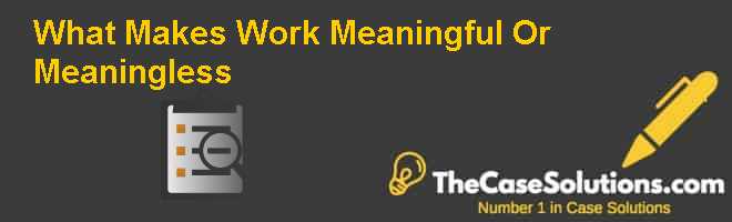 What Makes Work Meaningful - Or Meaningless Case Solution And Analysis ...